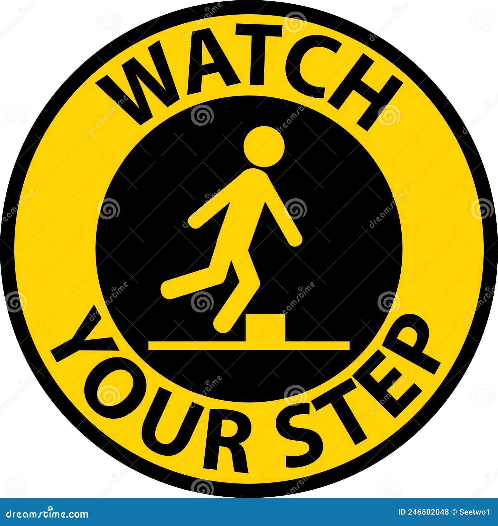 Watch Your Step Floor Sign on White Background Stock Vector ...