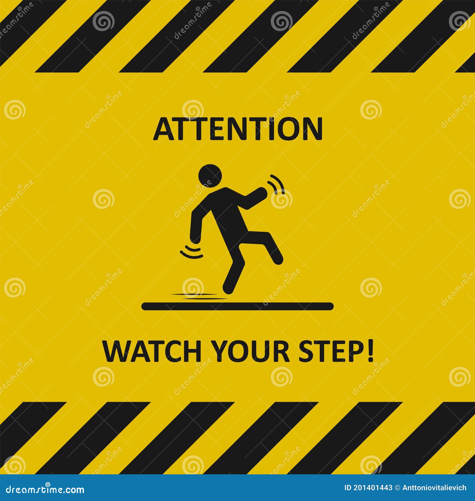 Watch Your Step Sign. Industrial Tape. Falling Man Icon. Vector Stock ...
