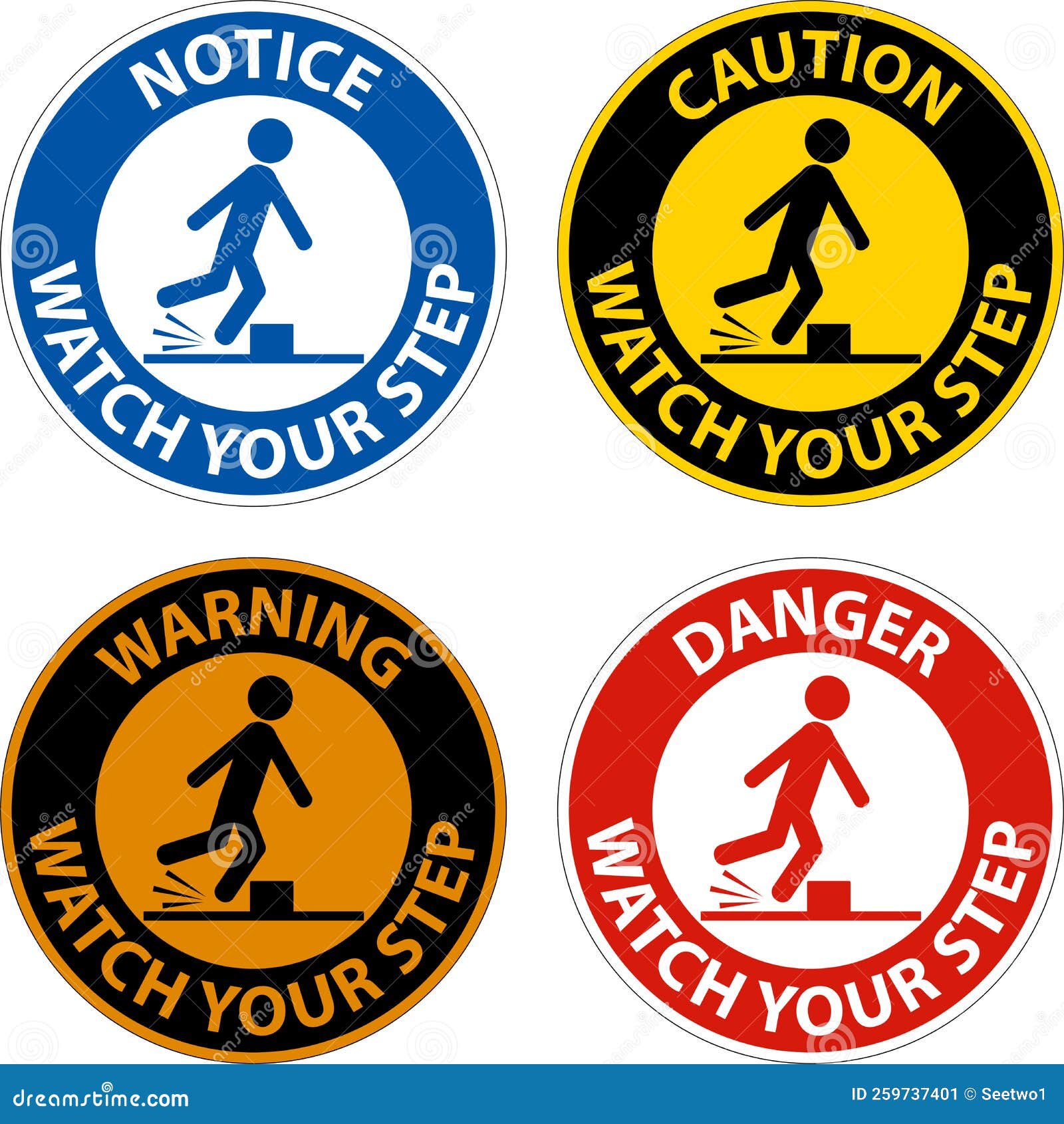 Watch Your Step Sign on White Background Stock Vector - Illustration of ...