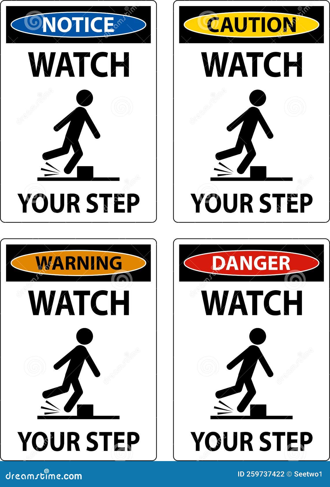 Watch Your Step Sign on White Background Stock Vector - Illustration of ...
