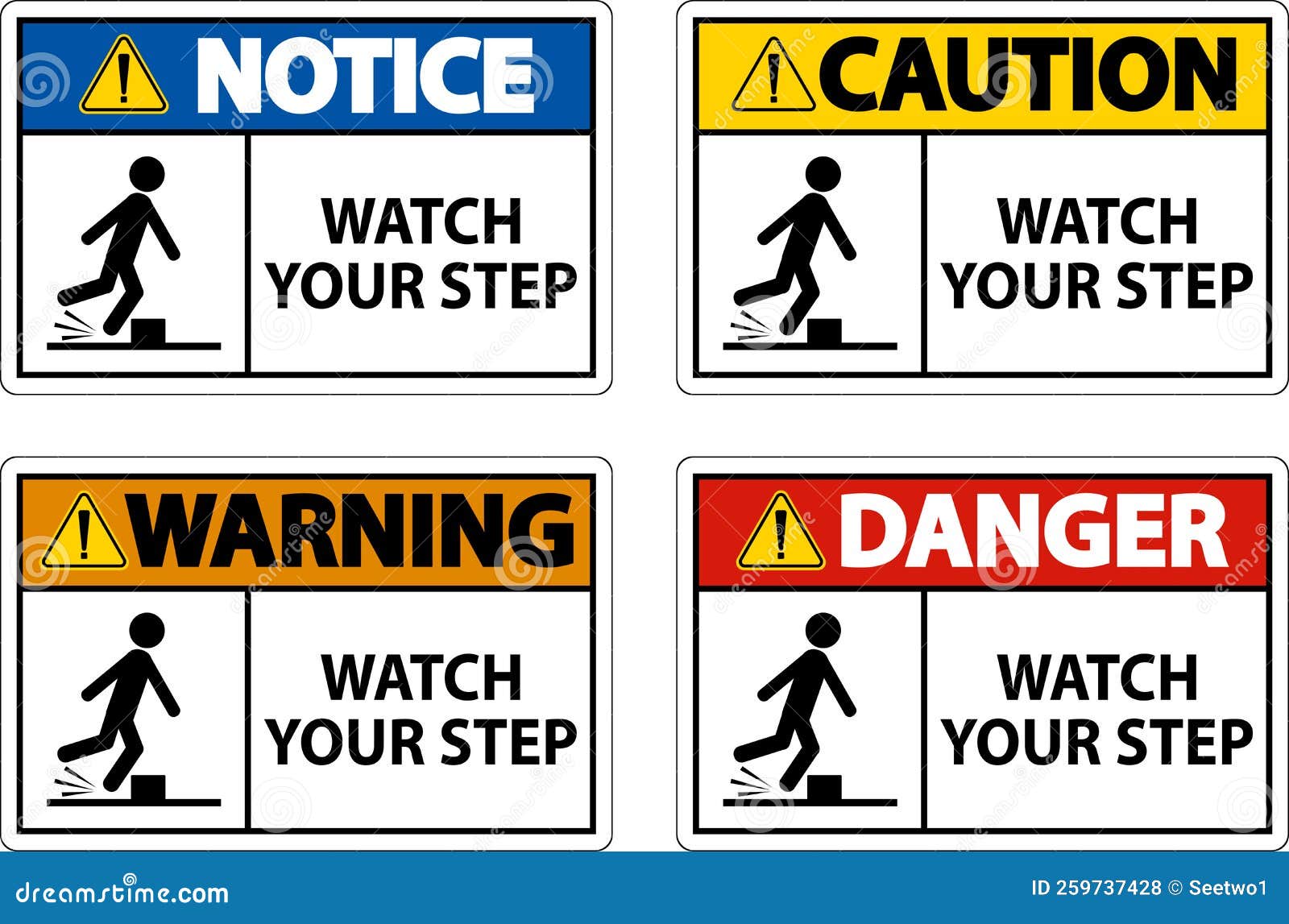 Watch Your Step Sign on White Background Stock Vector - Illustration of ...