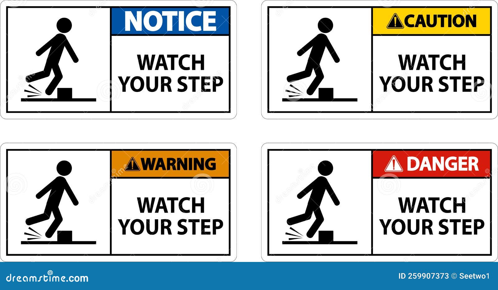 Watch Your Step Sign on White Background Stock Vector - Illustration of ...