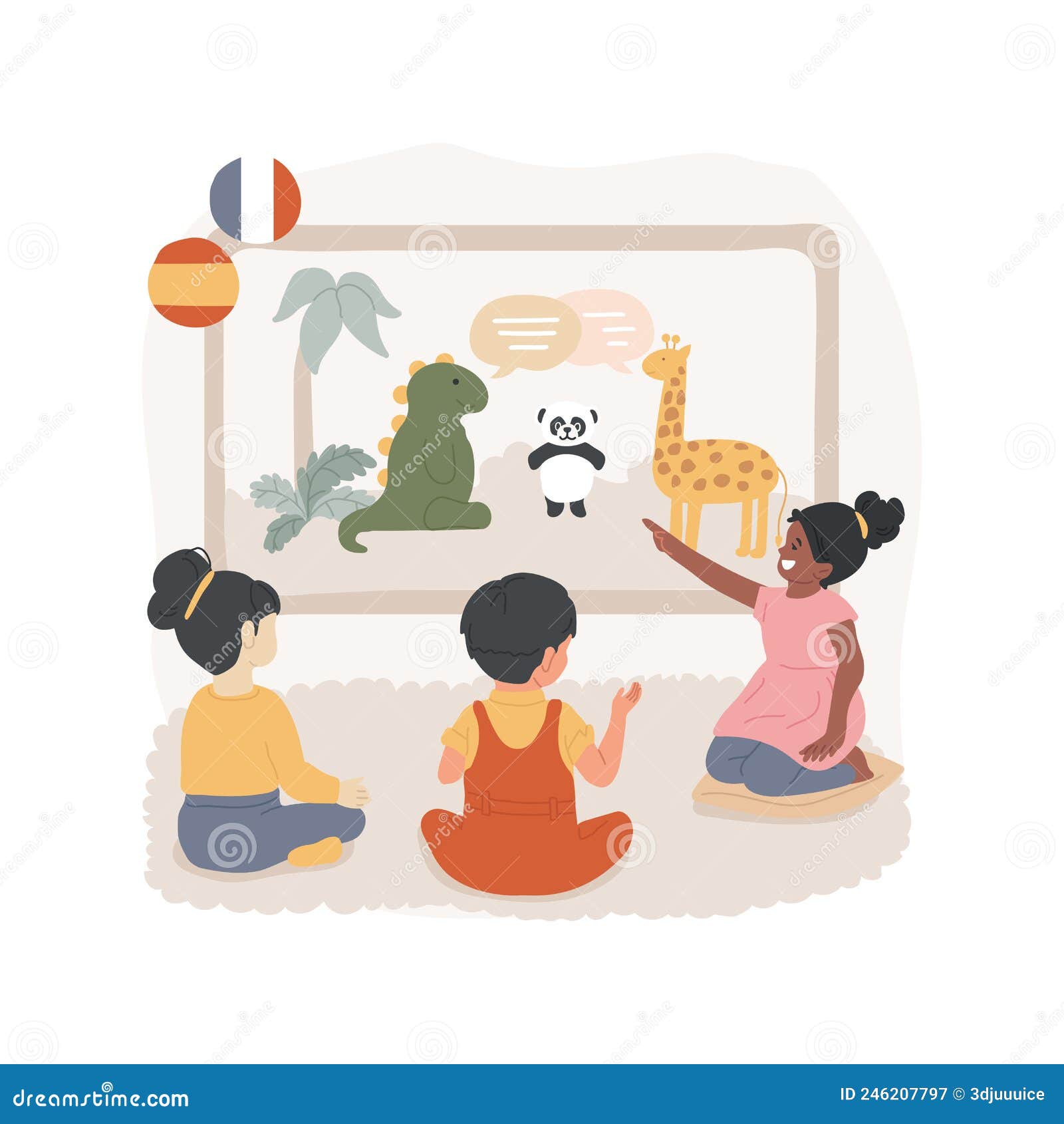 Language Immersion School Isolated Cartoon Vector Illustration Set ...