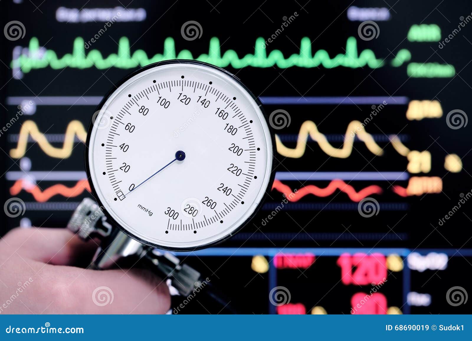 Watching the ECG and Blood Pressure Stock Image - Image of health ...