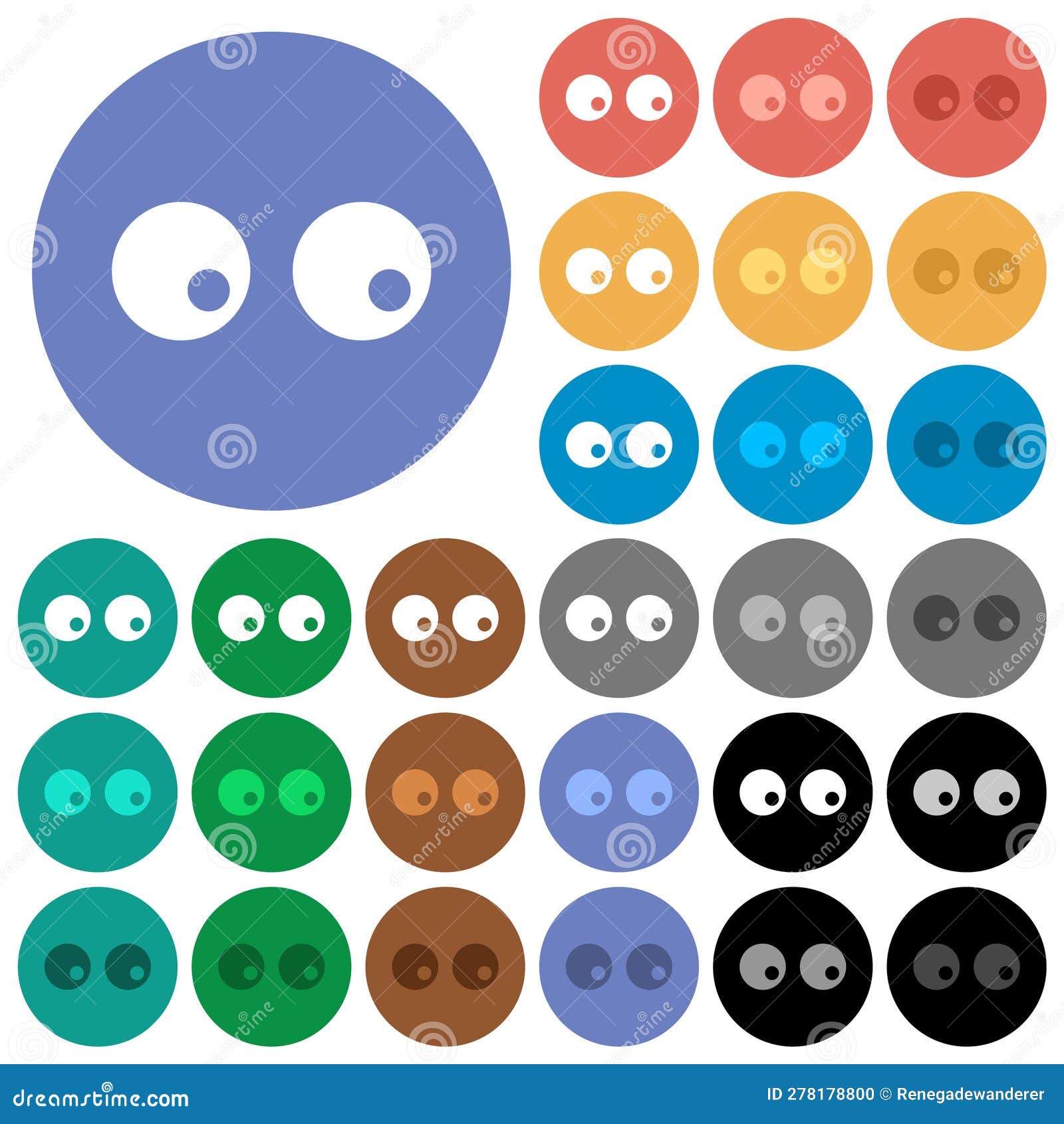Watching Eyes Solid Round Flat Multi Colored Icons Stock Vector - Illustration of searching ...