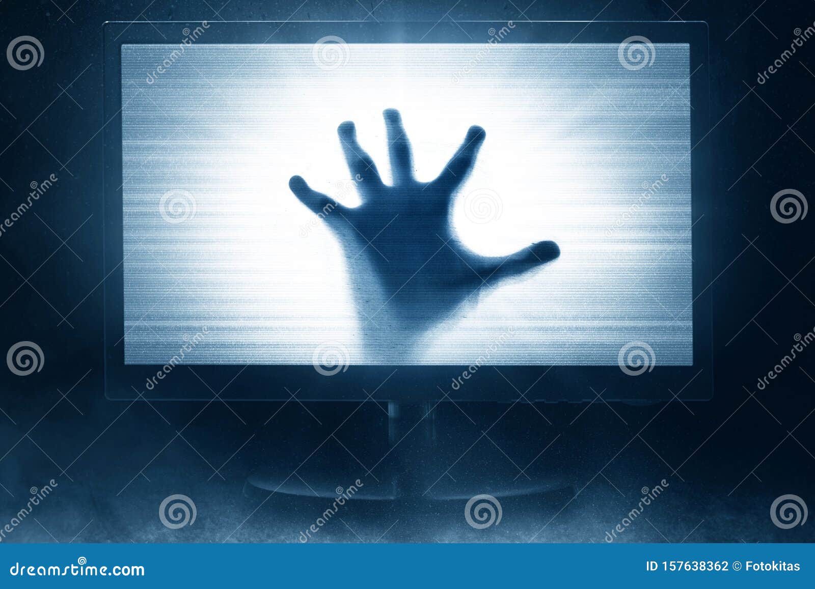 Watching Horror Movie on Tv Stock Photo - Image of horror, fear: 157638362