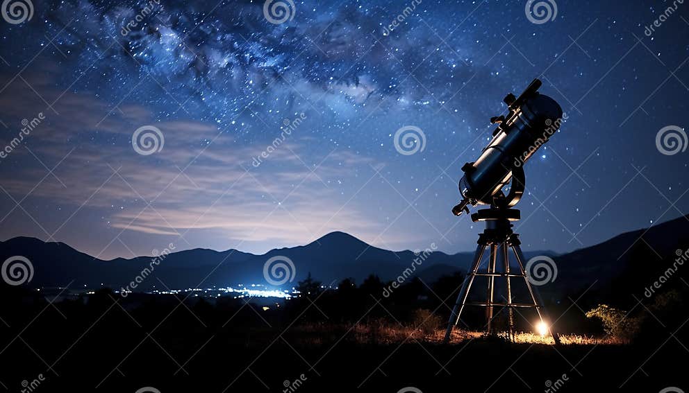 Watching the Milky Way with a Hand Held Telescope Generated by AI Stock ...