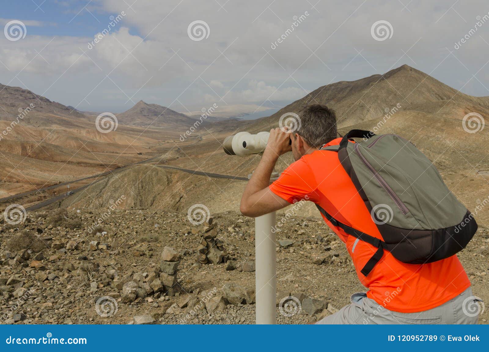 Watching the Mountaneous Landscape through a Spotting Scope Stock Image ...