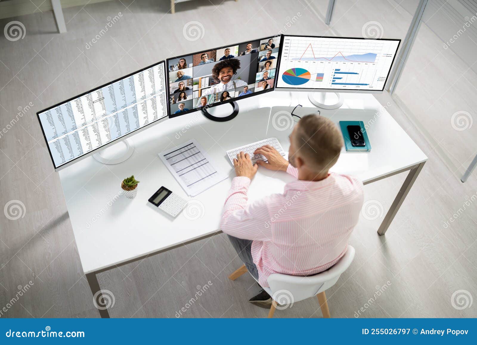 Watching Online Video Conference Learning Webinar Stock Image - Image ...
