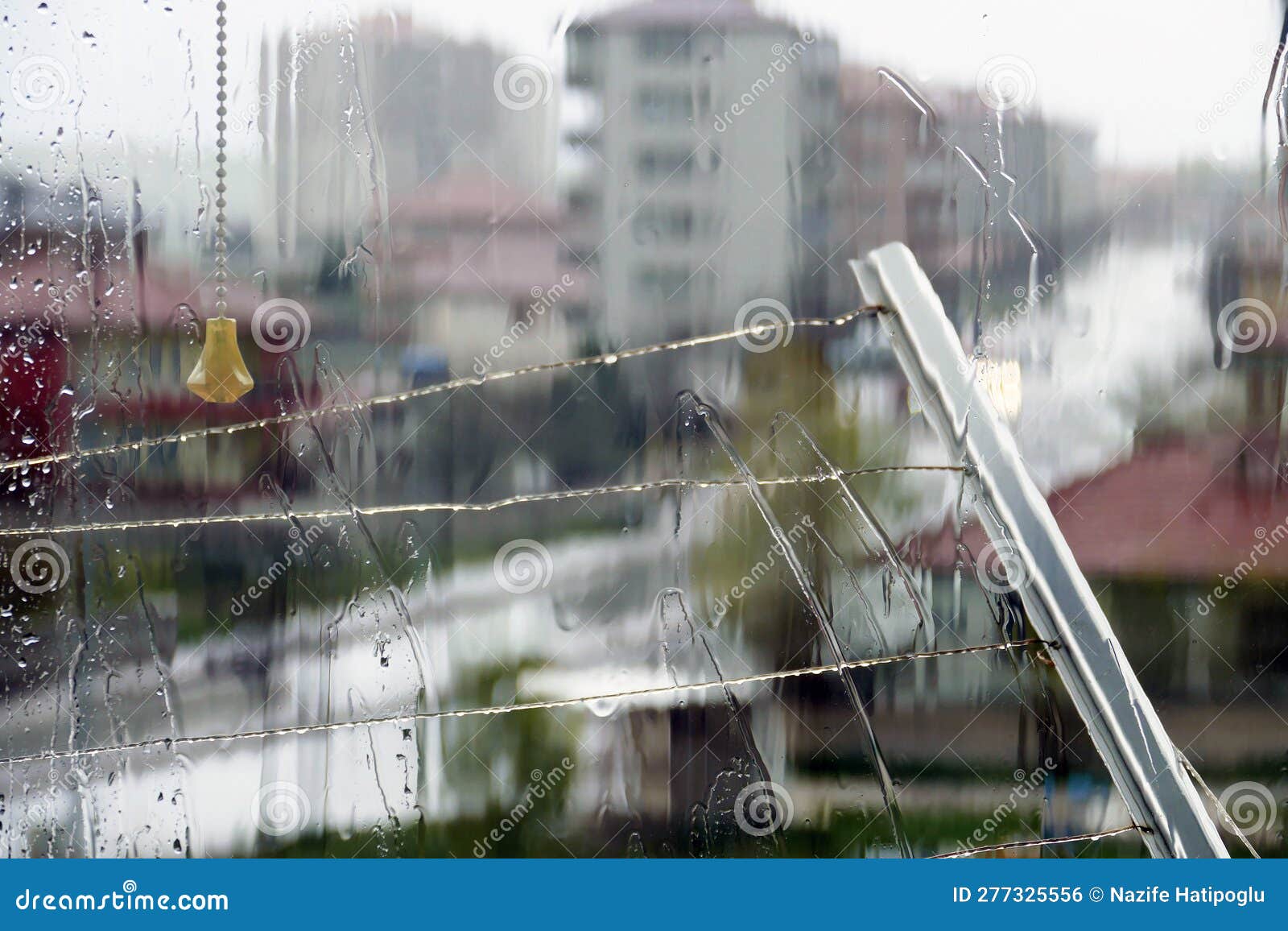 Watching the Rain from the Glass Balcony of a House, the View of the ...