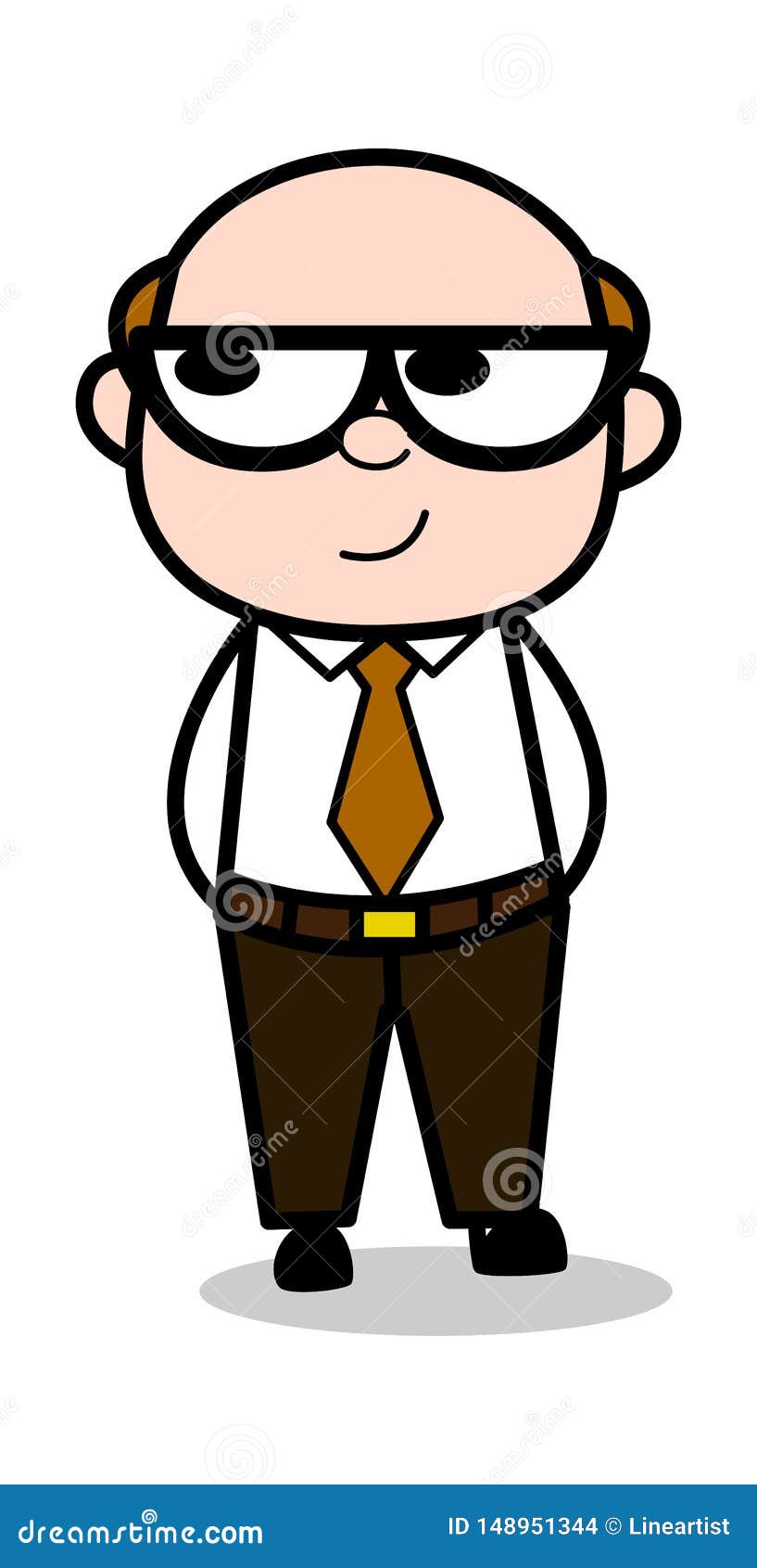 Watching and Smiling - Retro Cartoon Office Old Boss Man Vector ...