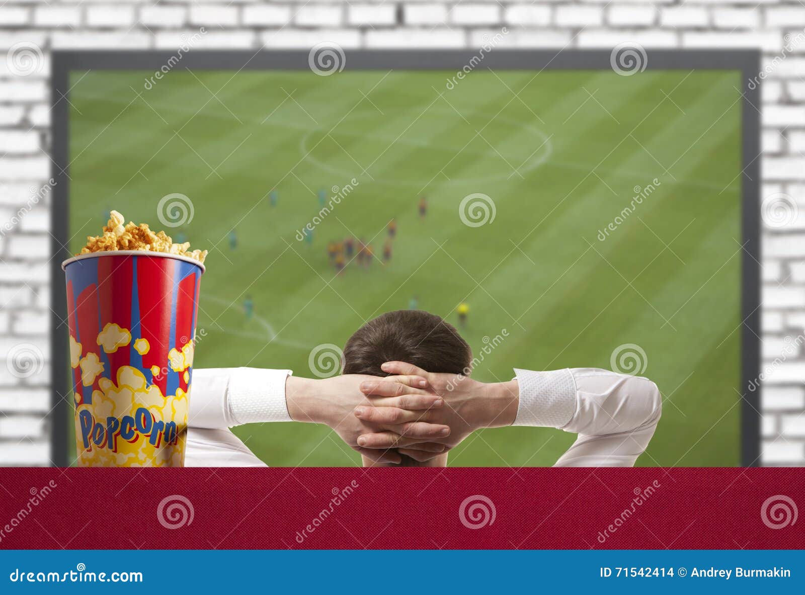 Watching soccer game on TV stock photo. Image of ball - 71542414