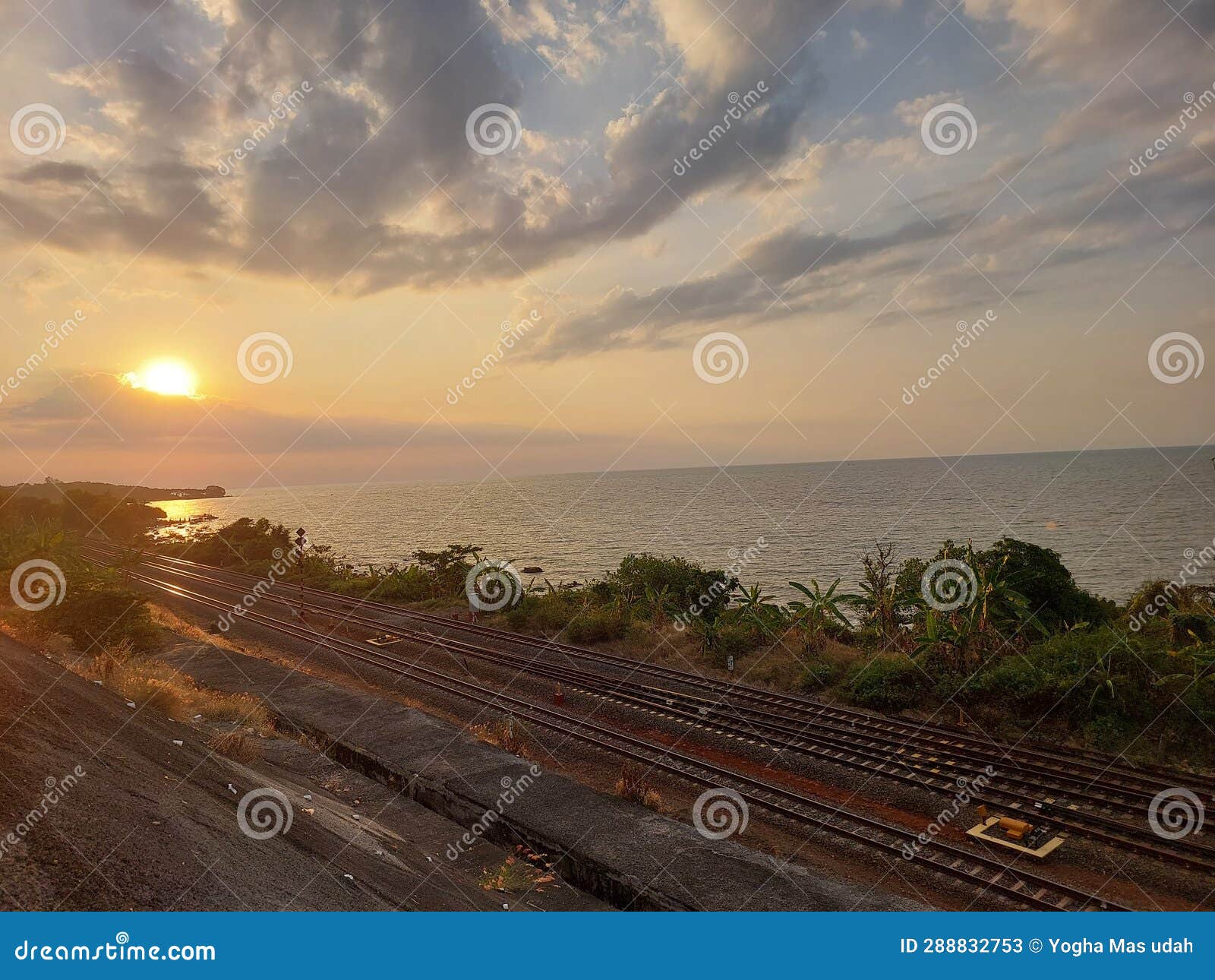 Watching Sunset on the Top of the Hill Next To Railways Stock Image ...