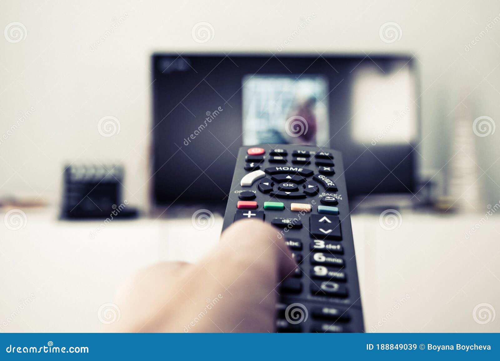 Watching, Television, Remote Control, Hand, Tv Stock Image - Image of ...