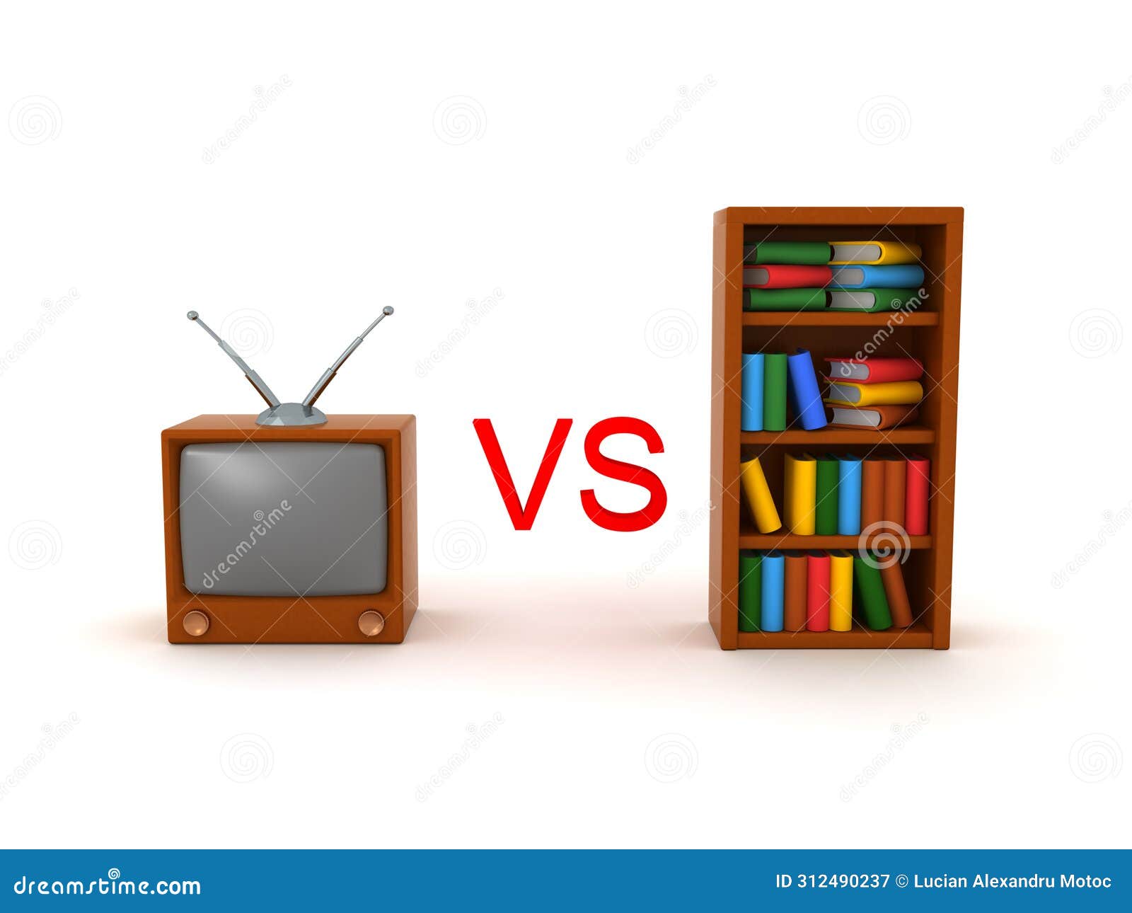Watching Television Versus Reading Concept Image Stock Illustration ...