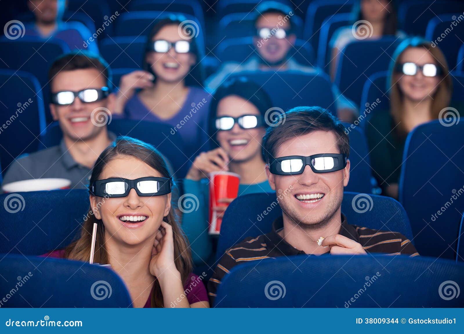 Watching Three-dimensional Movie. Stock Photo - Image of enjoyment ...