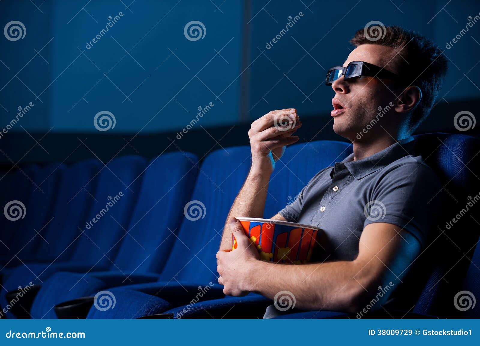Watching Three-dimensional Movie. Stock Image - Image of ideas, indoors ...