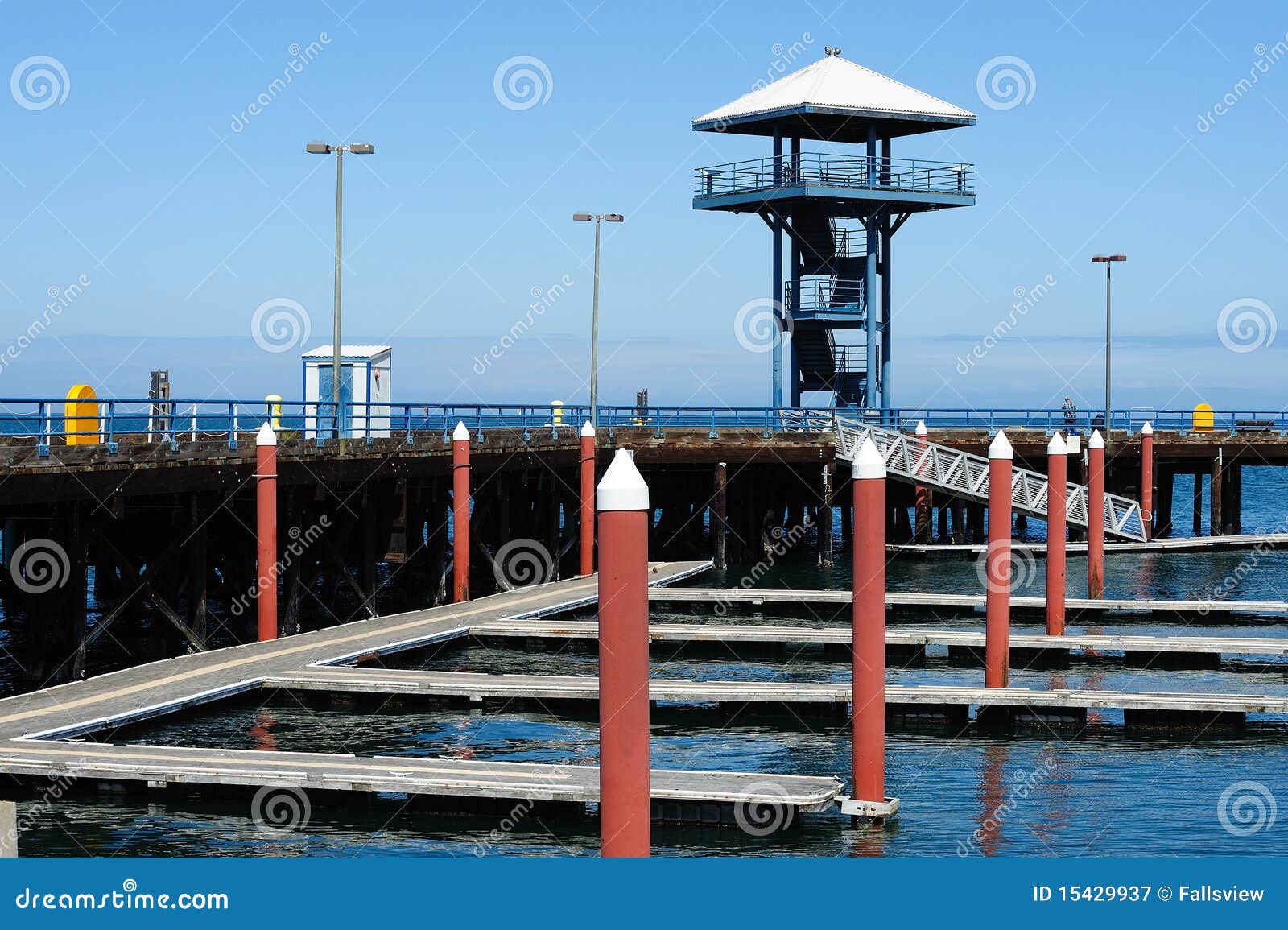 Watching tower and marina stock image. Image of waterfront - 15429937