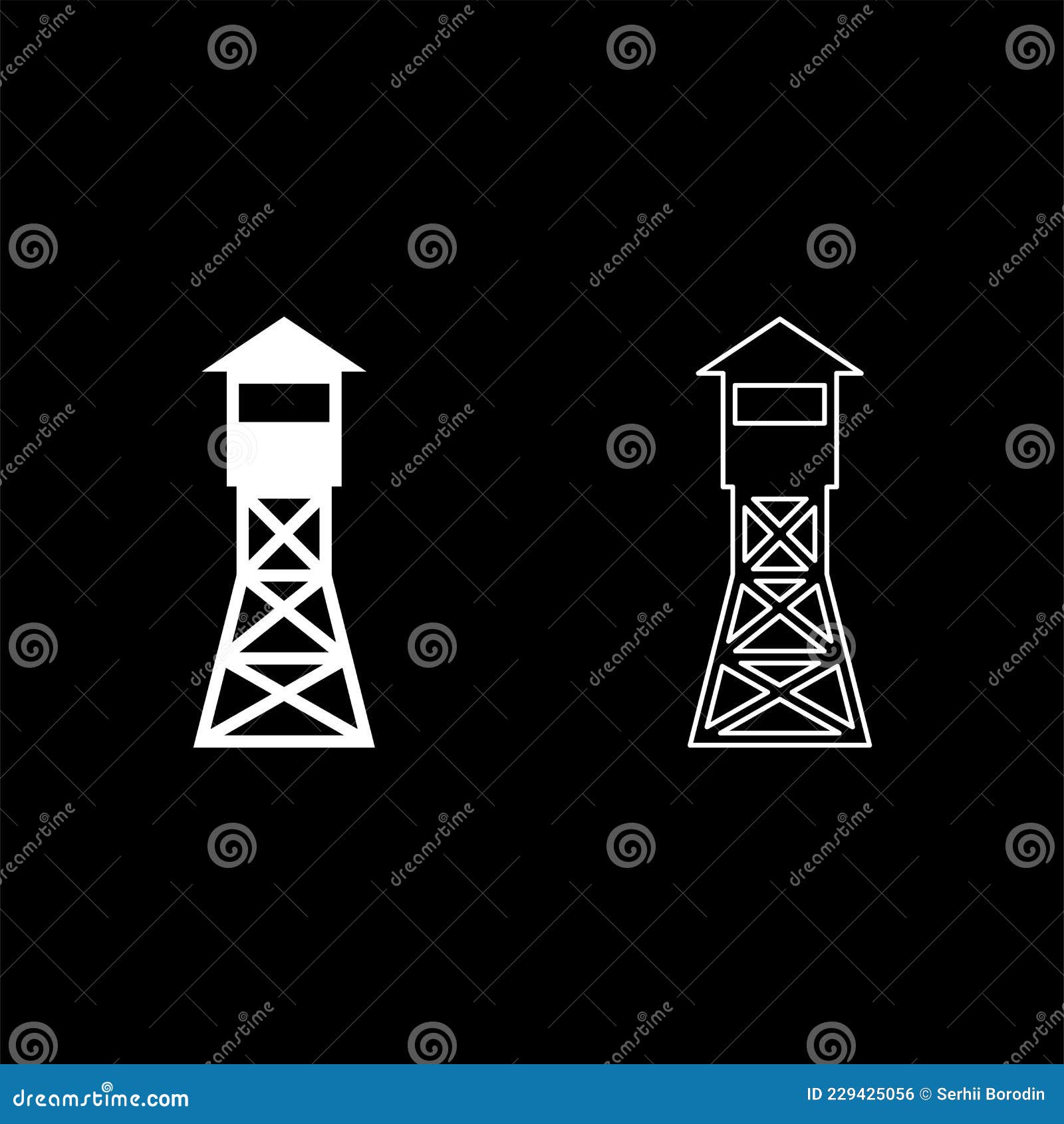 Watching Tower Overview Forest Ranger Fire Site Icon White Color Vector ...