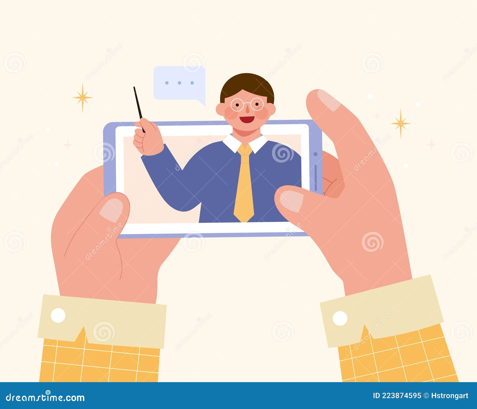 Watching Tutorial Videos on Phone Stock Vector - Illustration of ...