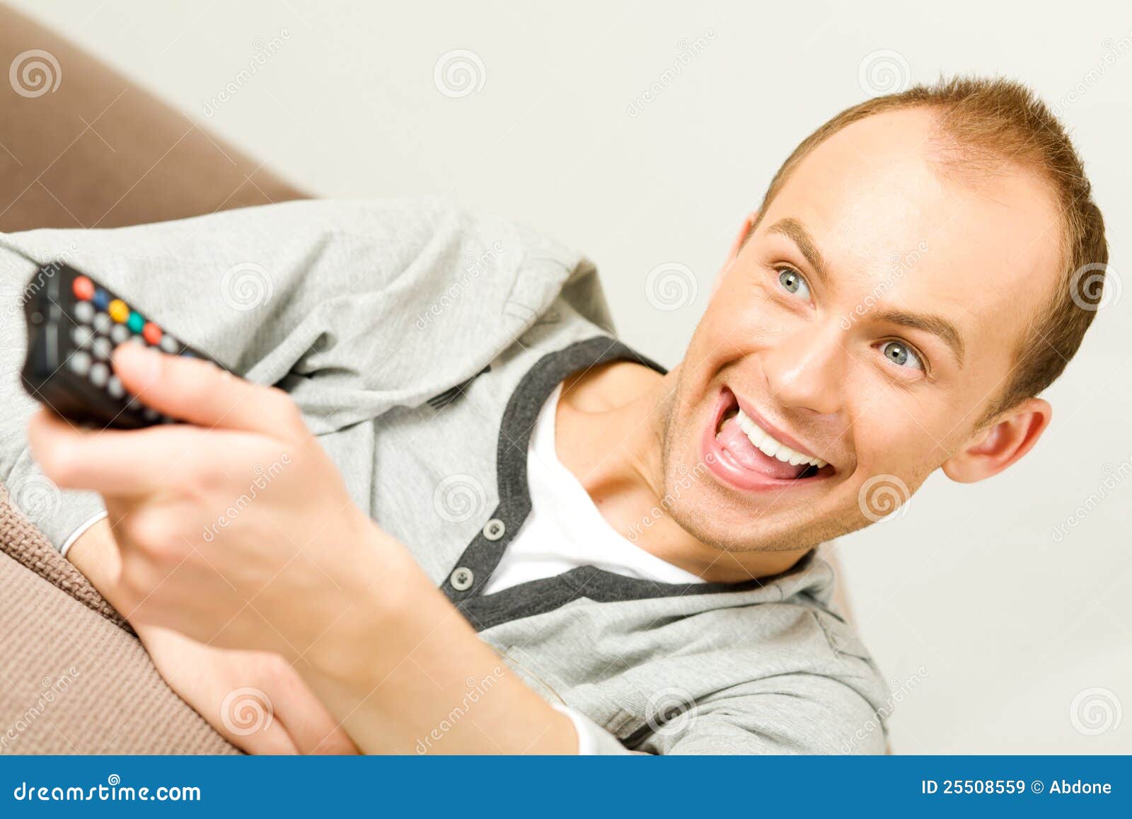 Watching tv stock image. Image of positive, happy, cheerful - 25508559