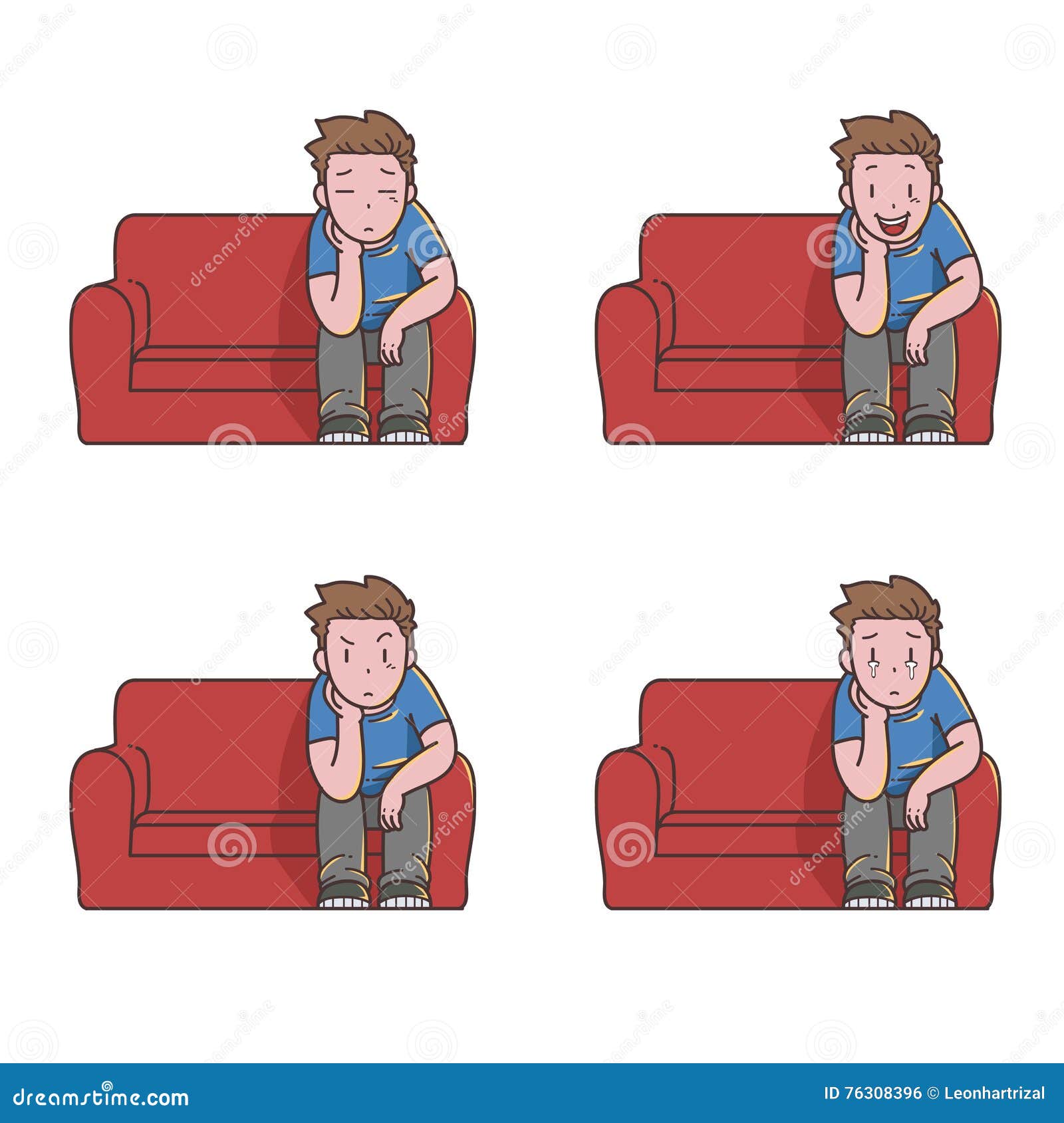 Watching TV alone stock vector. Illustration of television - 76308396