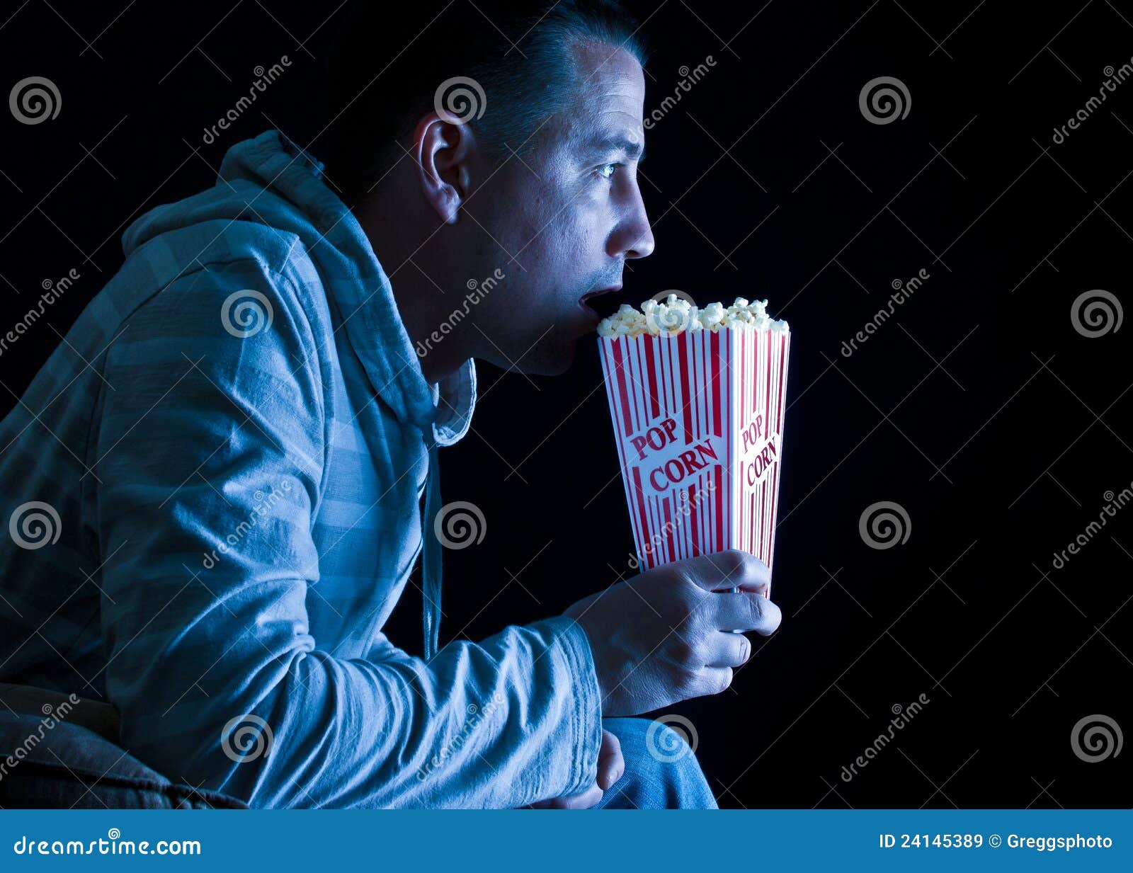 Watching TV , Eating Popcorn Stock Image - Image of entertainment ...