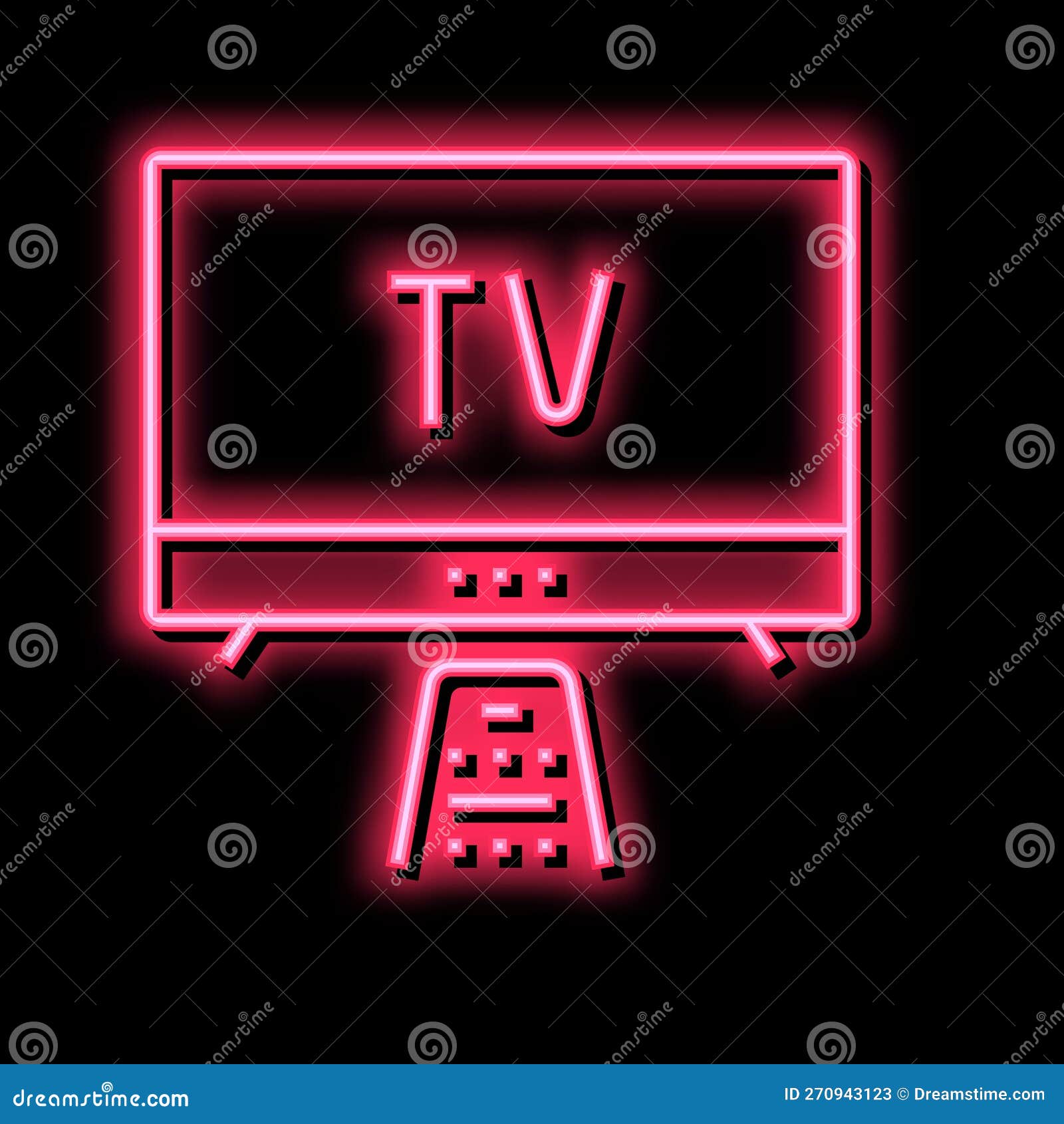 Watching Tv Neon Glow Icon Illustration Stock Vector - Illustration of ...