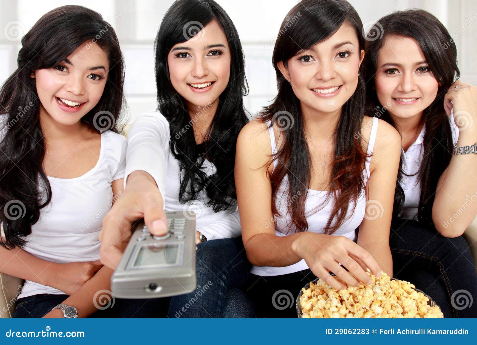 Watching Tv Together with Friends Stock Image - Image of entertaining ...