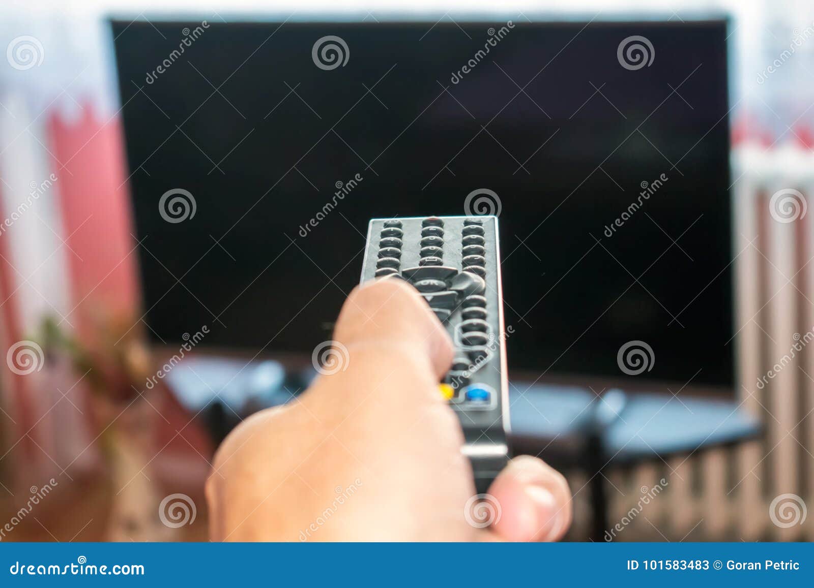 Watching Tv and Using Remote Control Stock Image - Image of program ...