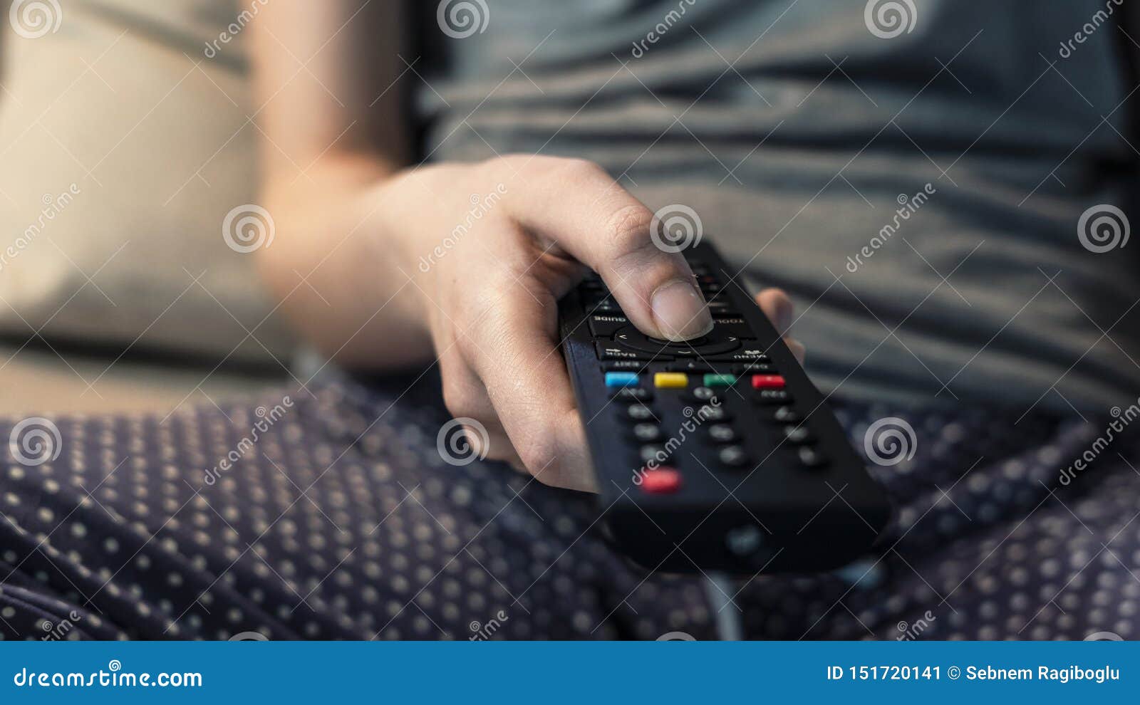 Watching Tv and Using Remote Control Stock Image - Image of button ...