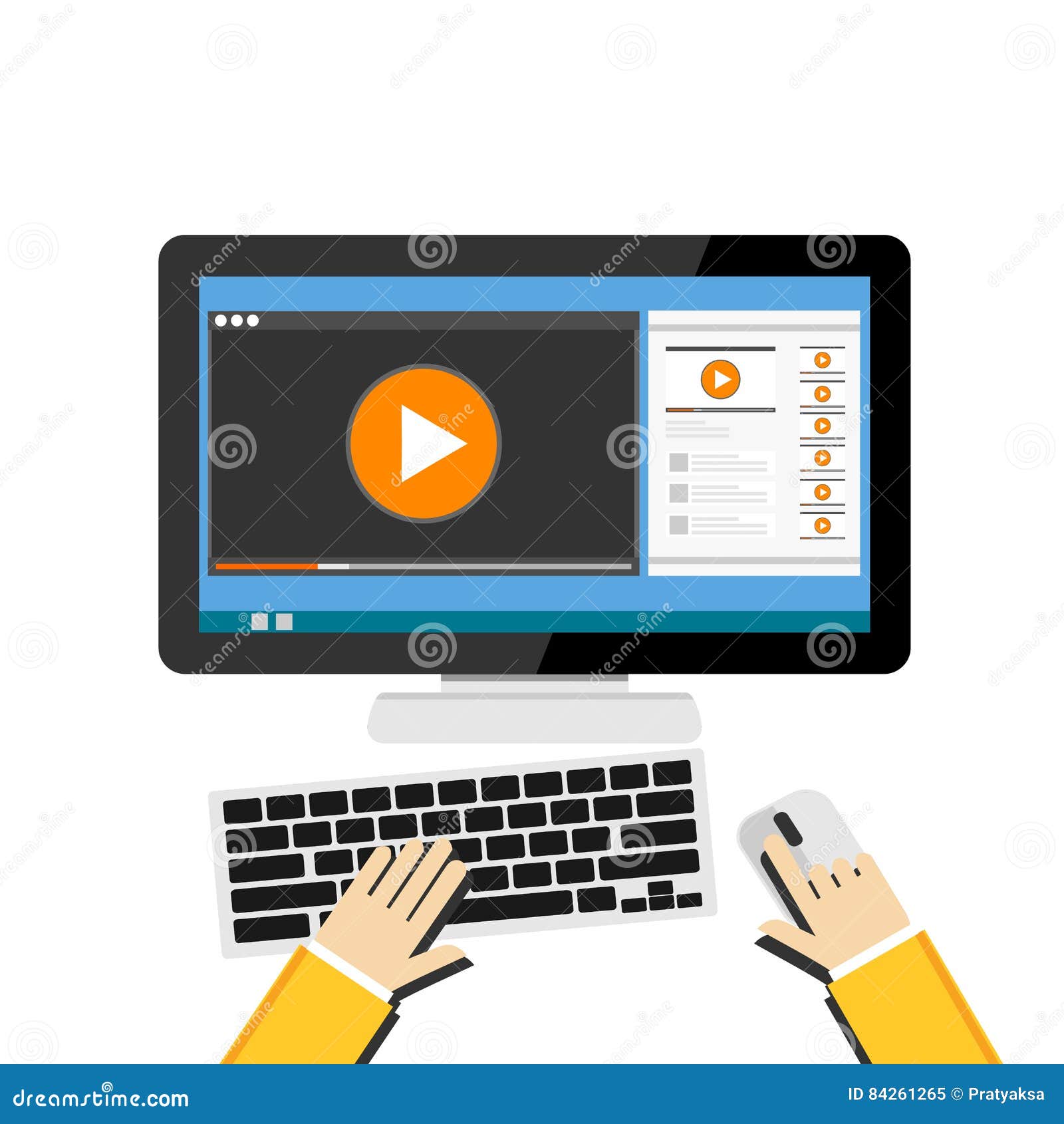 Watching Video on Computer Concept. Streaming Online Video Stock Vector ...