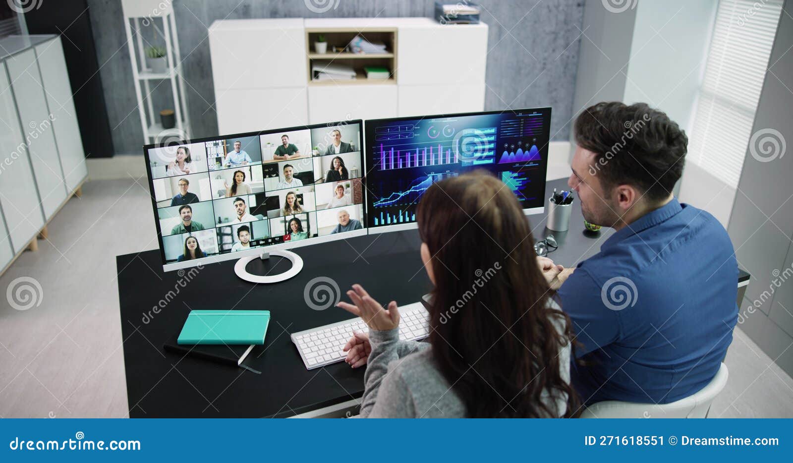 Watching Video Conference Business Webinar Stock Image - Image of teams ...