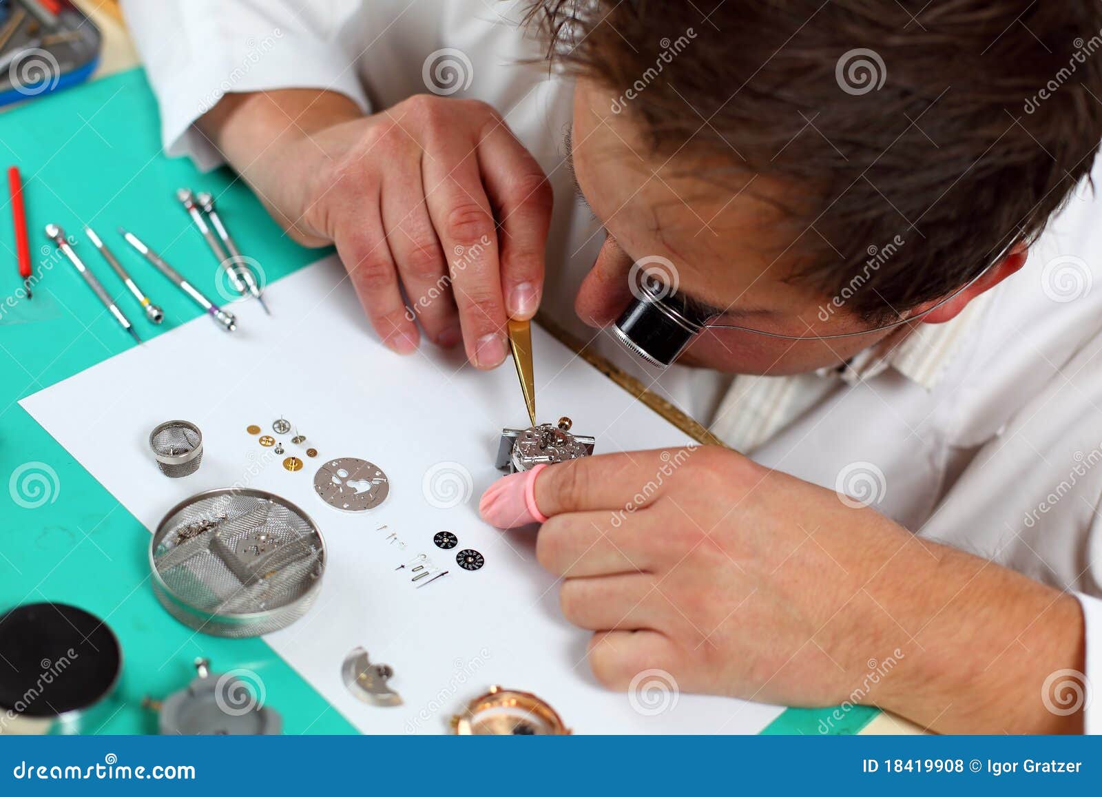 Watchmaker stock photo. Image of broken, clock, male - 18419908