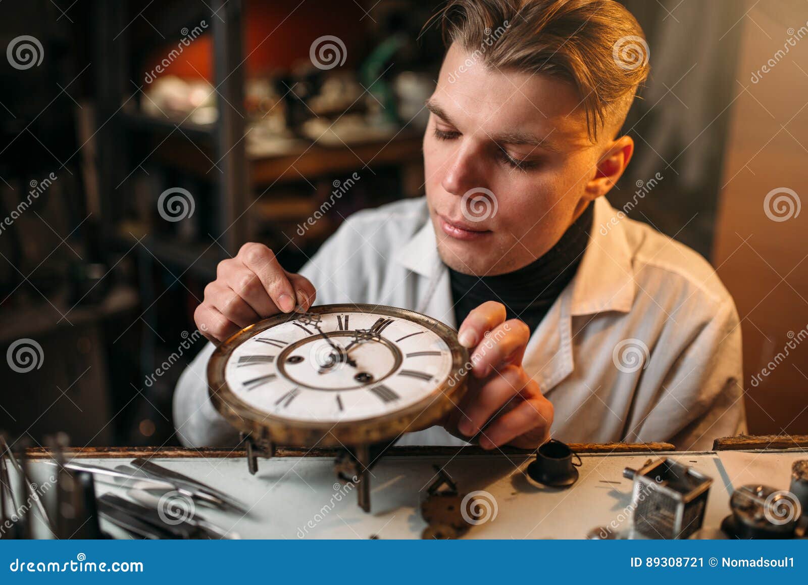 Watchmaker Adjusts the Mechanism of Old Watches Stock Image - Image of ...