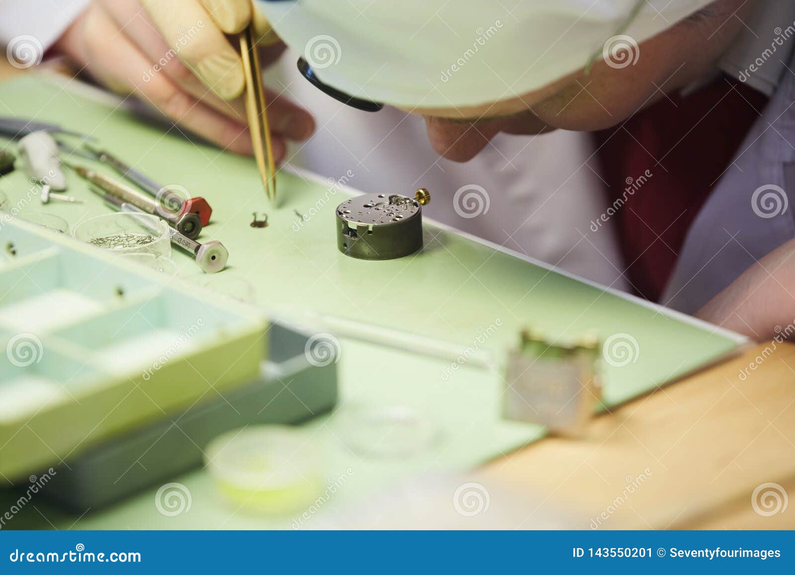 Watchmaker Closeup stock image. Image of craftsman, assembling - 143550201