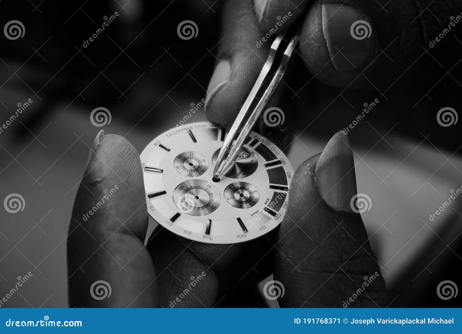 Watchmaker Examining the Dial of a Watch Stock Image - Image of hand ...
