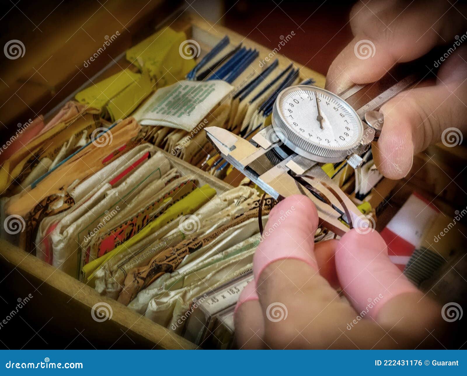 Watchmaker Measures a Winding Spring of Clock with the Caliber Stock ...