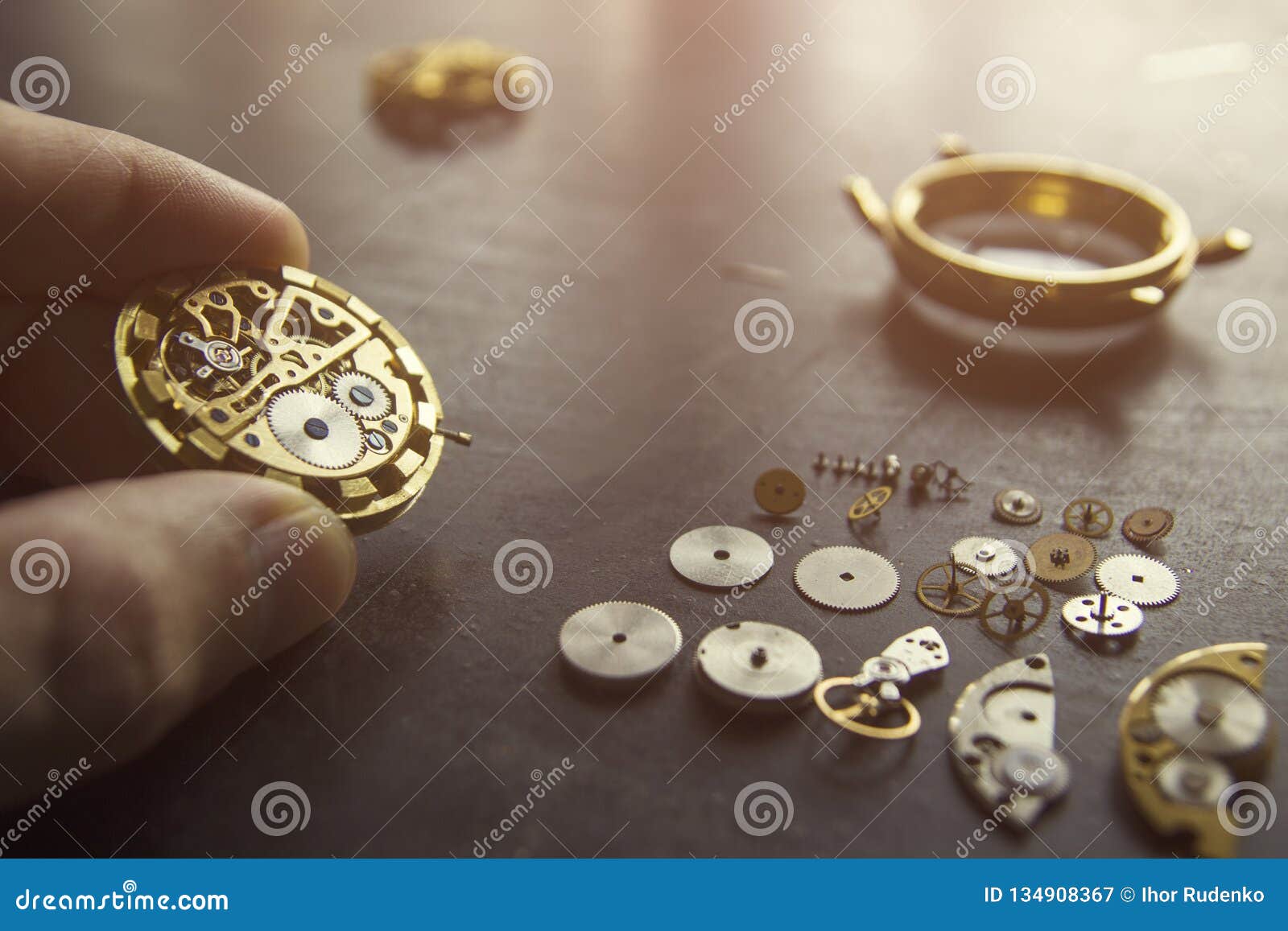 Watchmaker is Repairing the Mechanical Watches in His Workshop Stock ...