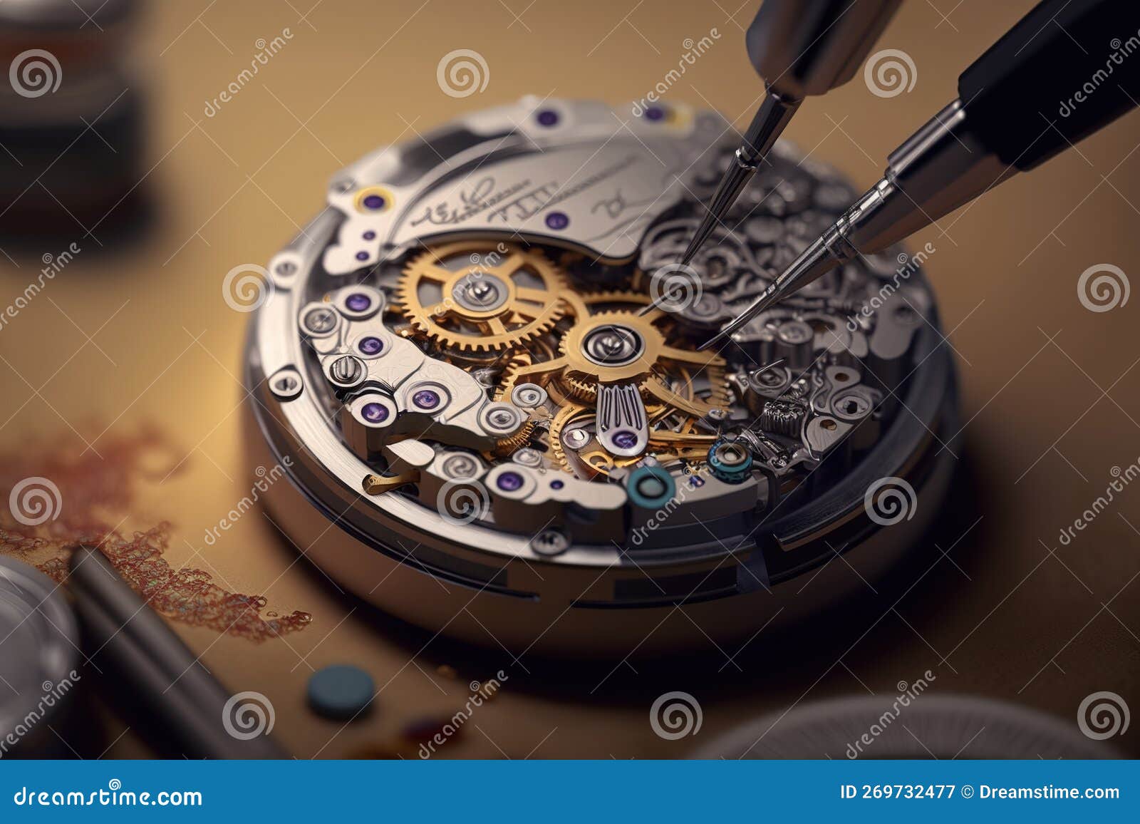 Watchmaker S Workshop. Disassembled Clockwork. Photorealistic Shot ...