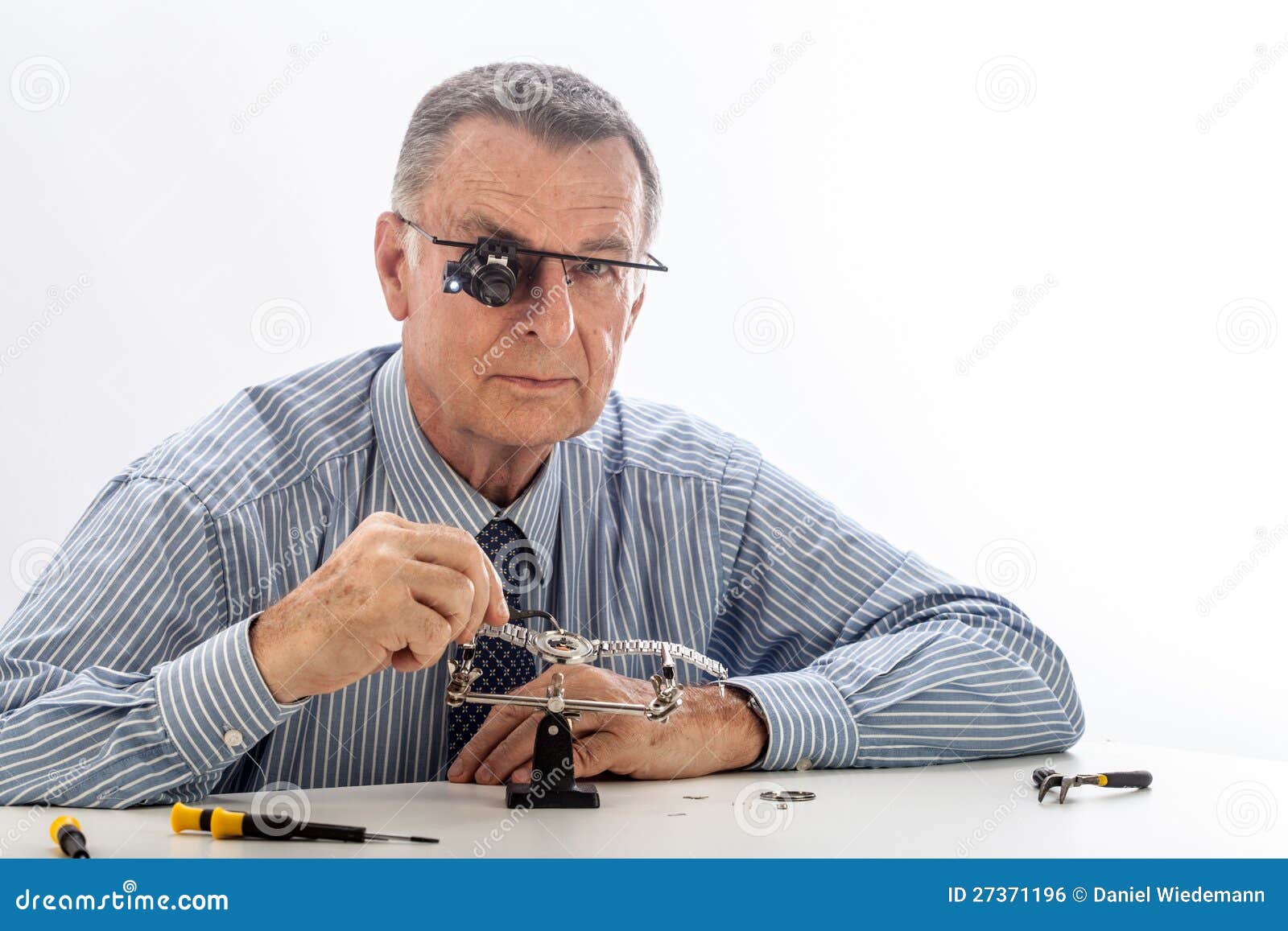 Watchmaker on White Background Stock Photo - Image of watchmaker ...