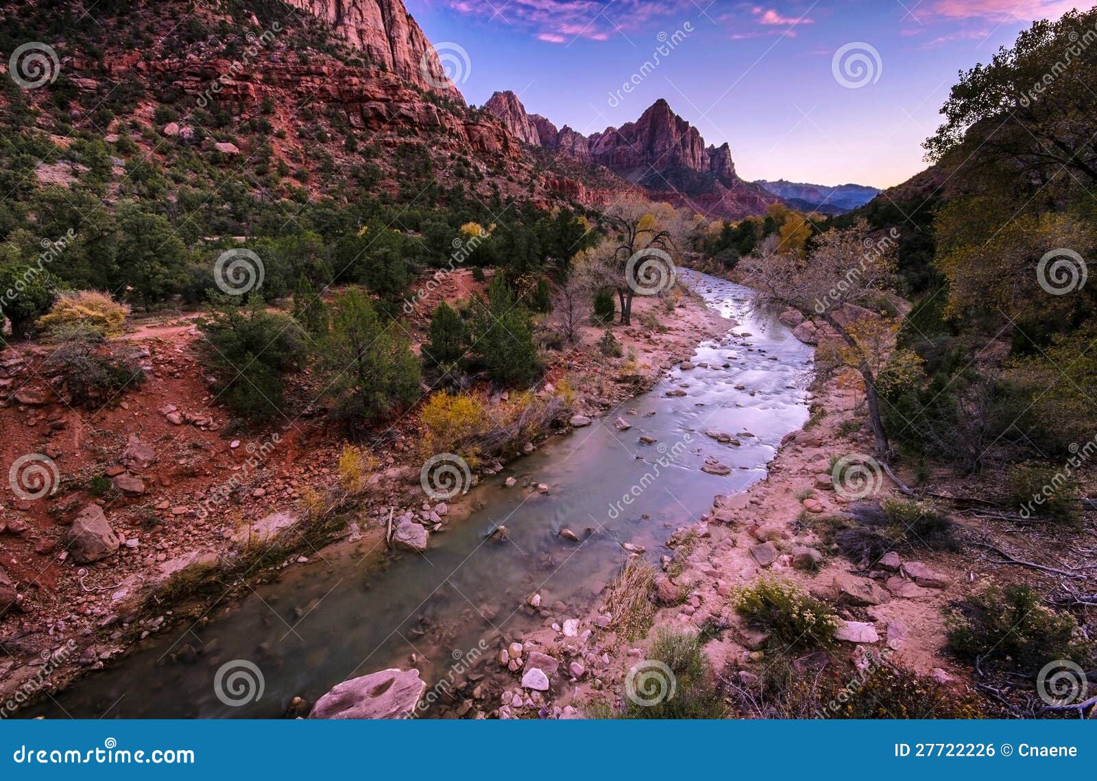 The Watchman And Virgin River From The Canyon Junction Bridge, Zion ...