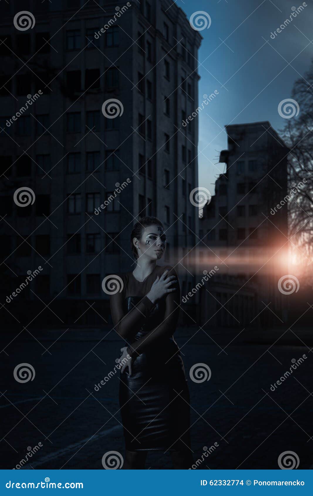 Watchman at Sunset Near Destroyed Building Stock Photo - Image of dark ...