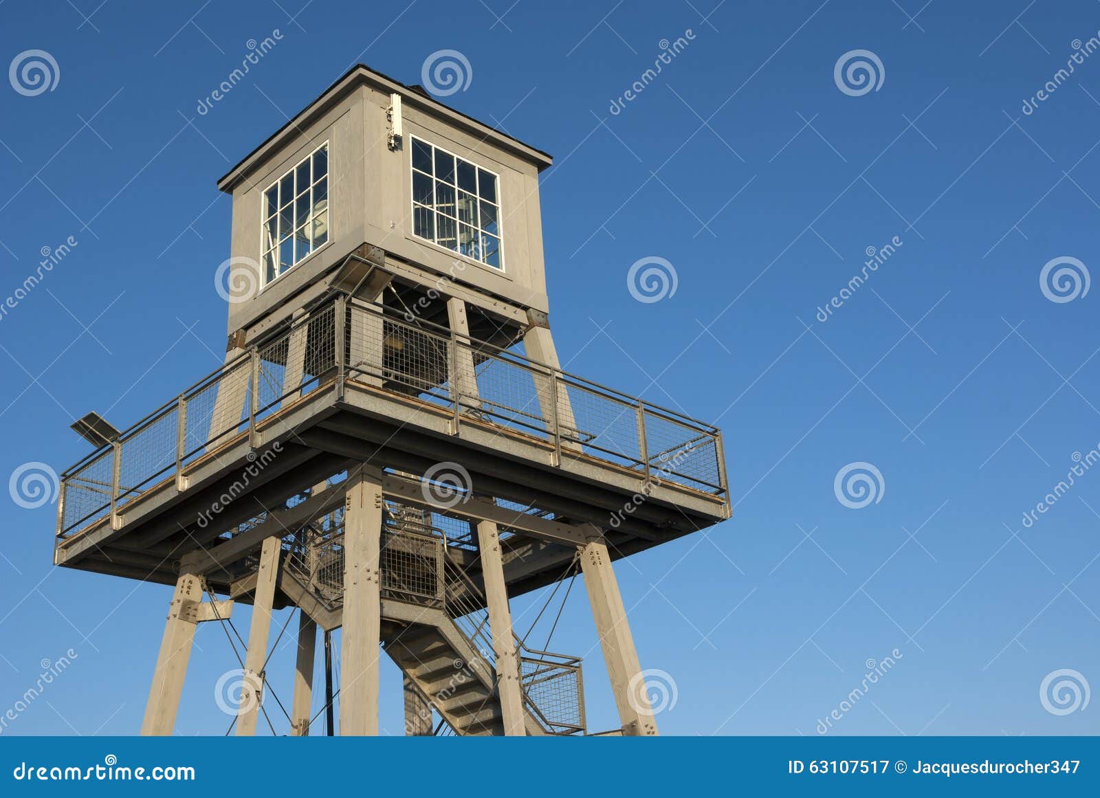 Watchtower on Blue Sky Background Stock Image - Image of stairs ...