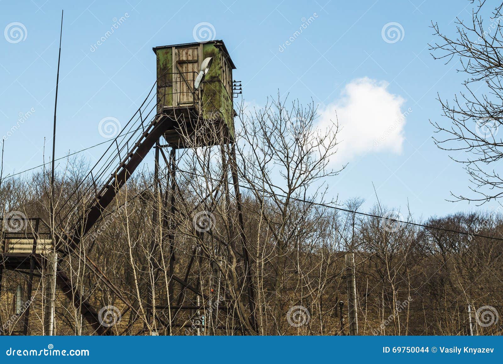 Watchtower on Blue Sky Background Stock Photo - Image of post, border ...