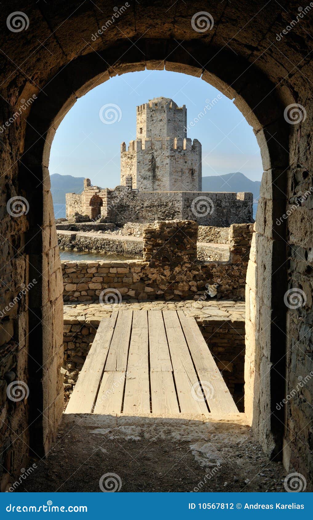 Watchtower of the Castle at Methoni Stock Photo - Image of gate ...