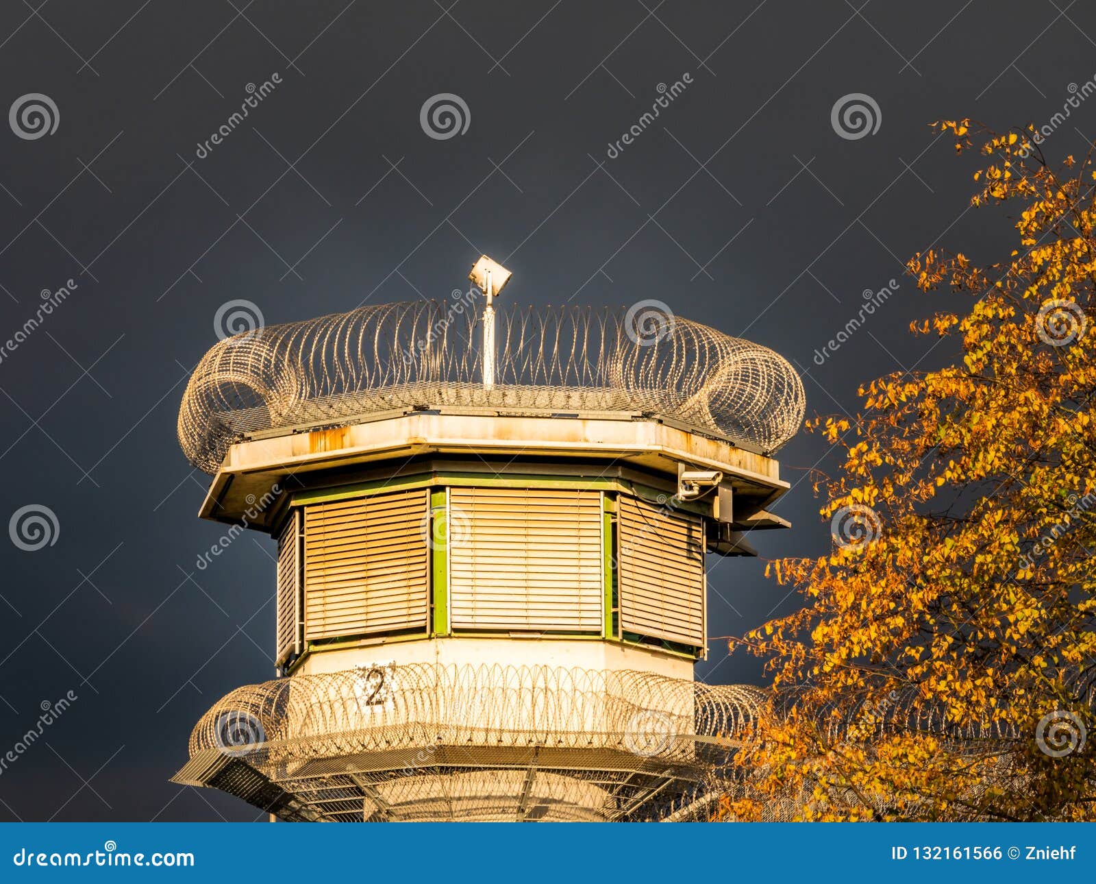 Watchtower of a Correctional Facility of a Prison with a Balustrade and ...