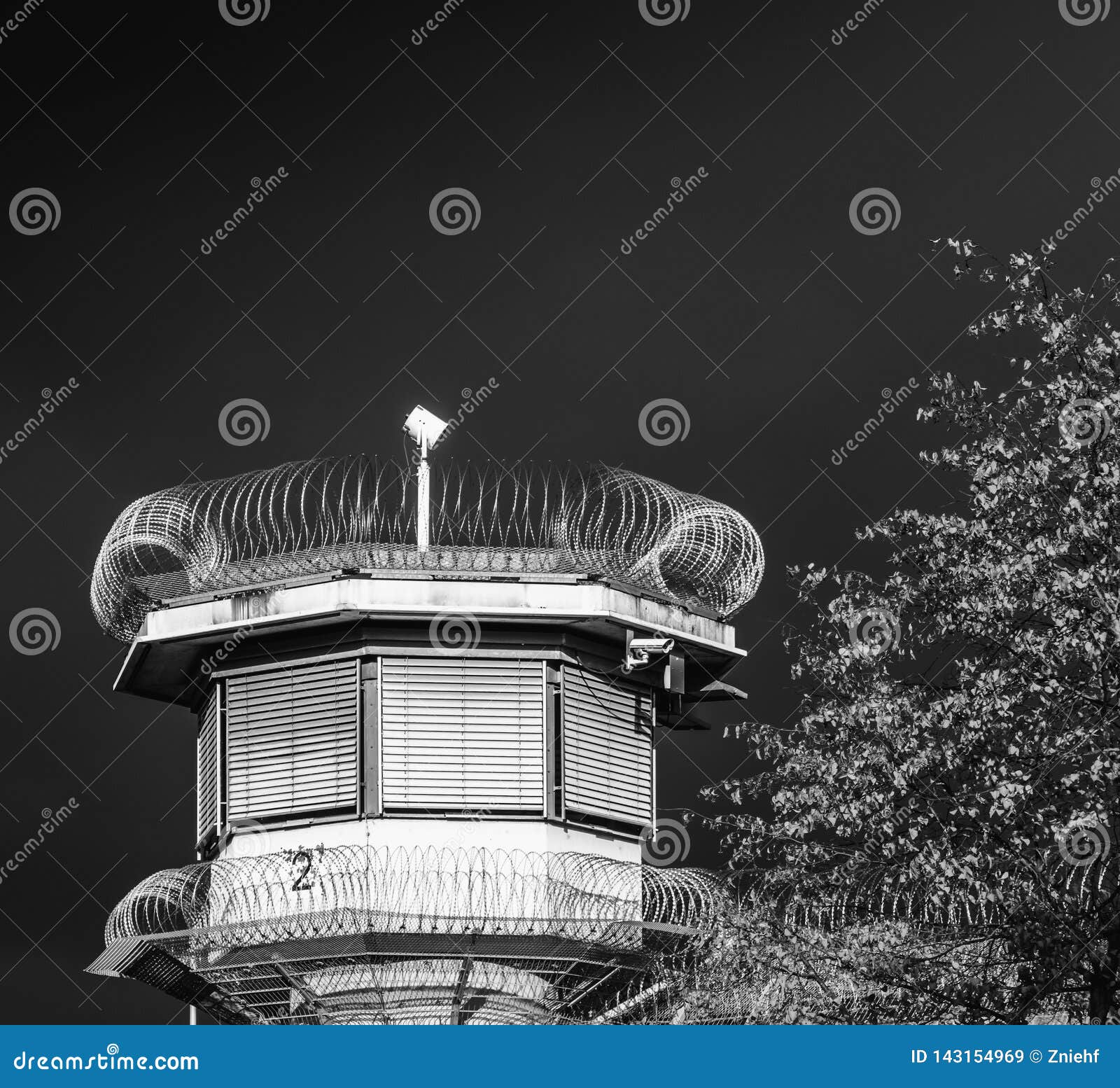 Watchtower of a Correctional Facility of a Prison with a Balustrade and ...
