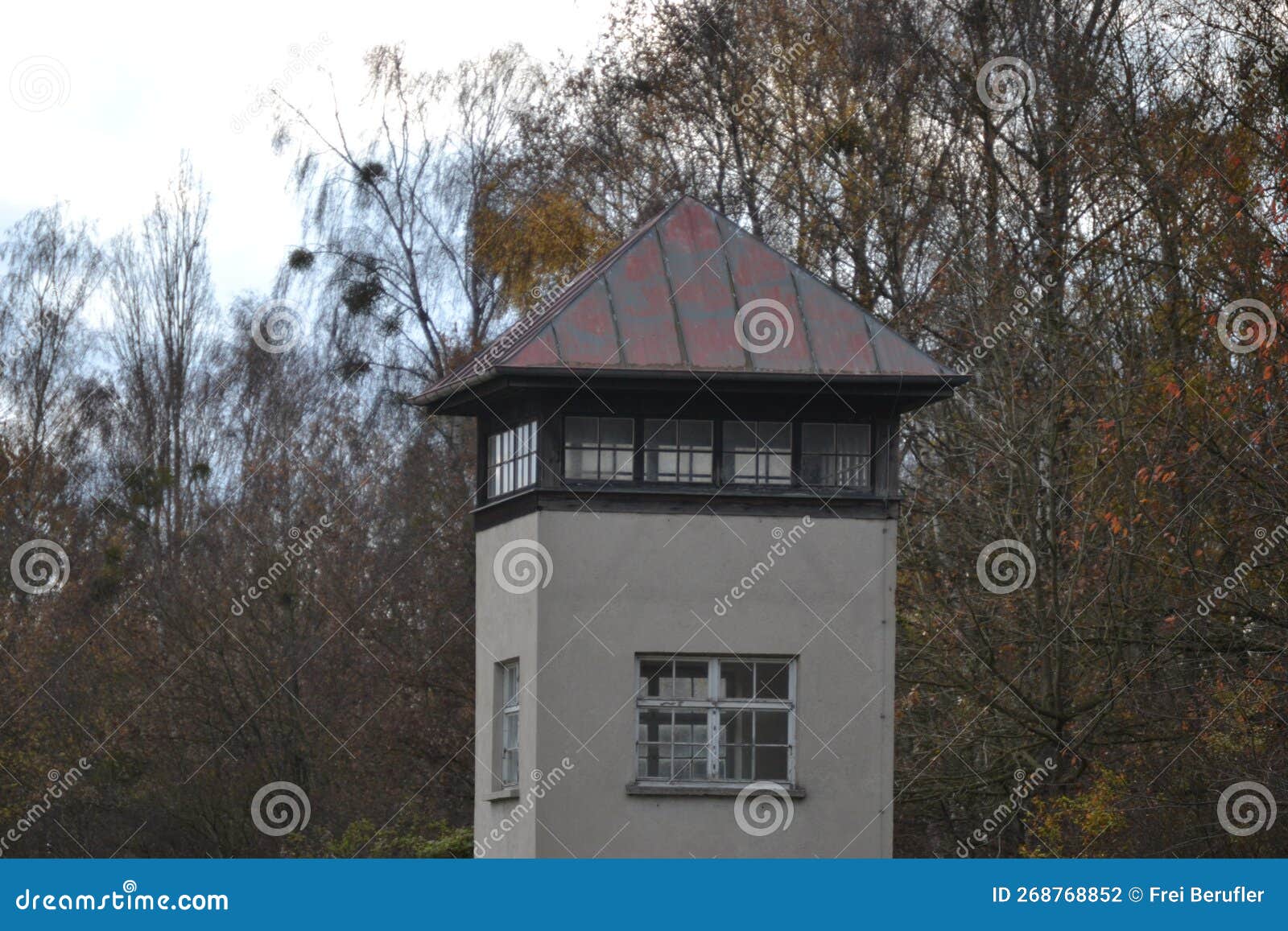 Watchtower in Dachau Concentration Camp Square Tower with Pointed Roof ...