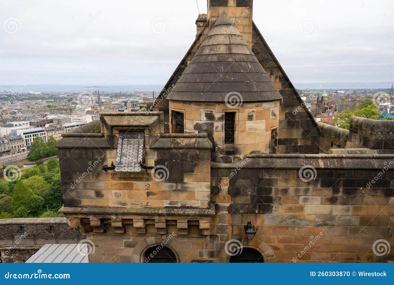 Watchtower of Edinburgh Castle Overlooking the City. Stock Photo ...